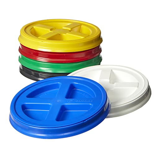 Consolidated Plastics Food Grade Gamma Seal Lids for 3.5, 5, 6 and 7 Gallon Buckets (Combo 6 Pack) BPA Free Reusable Pail Lids, Durable HDPE, Made in USA