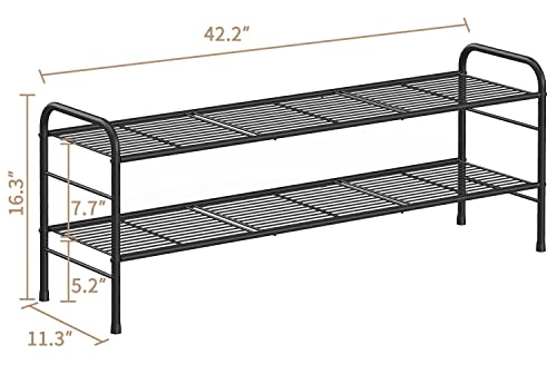 Dicasser 2-Tier Long Shoe Rack Organizer Extra Large Capacity for 18 Pairs,Black