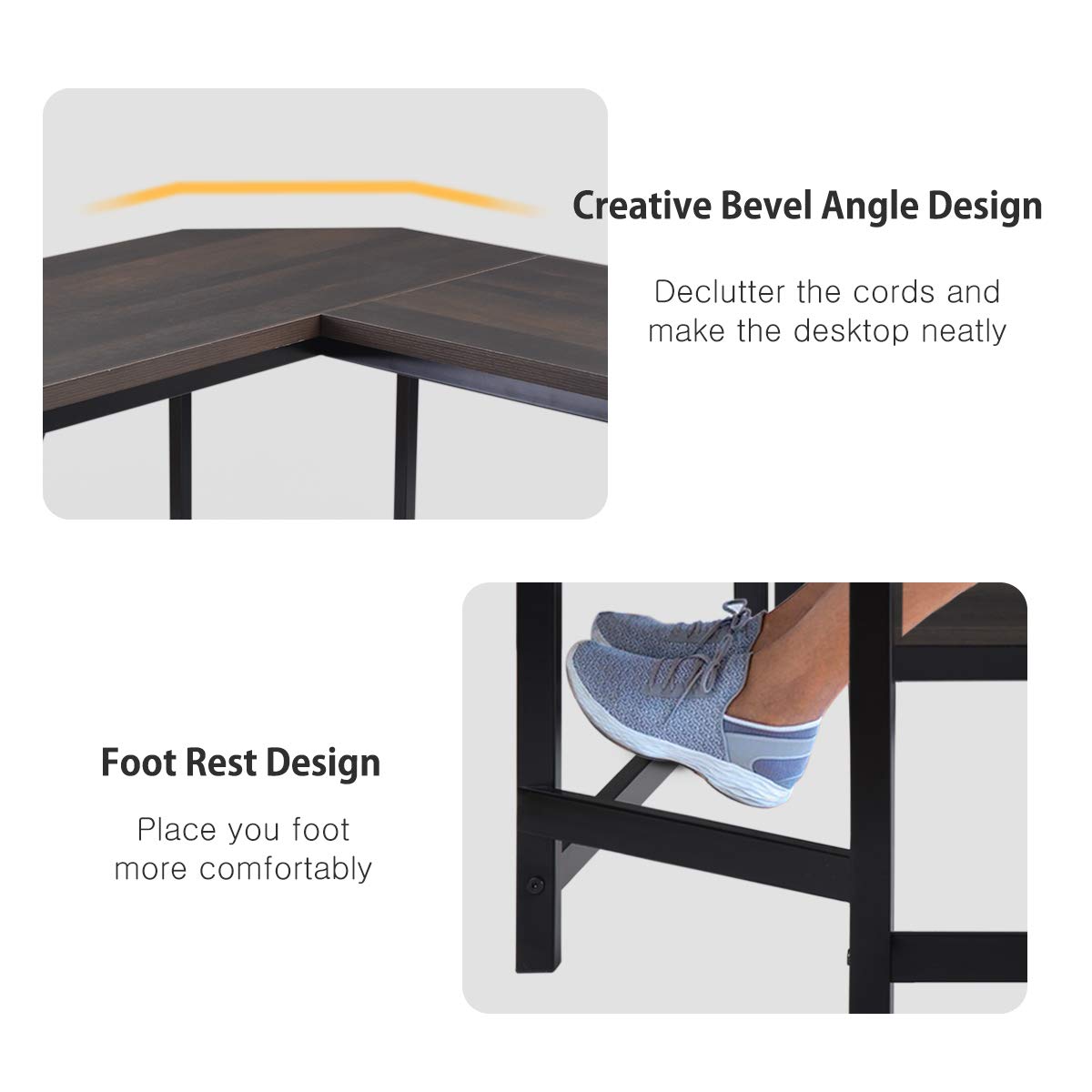 blackwolf Reversible L Shaped Desk with Shelves Computer Desk Gaming Table Workstation for Home Office