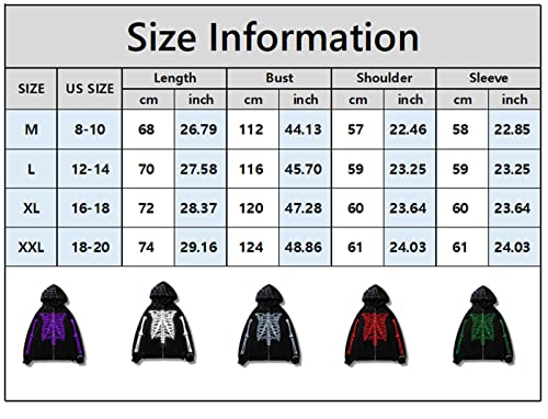 Easyoyo Skeleton Zip Up Hoodie for Men Women, Gothic Y2K Jacket Diamond Glitter Oversize Grunge Punk Dark E-Girl Sweatshirt
