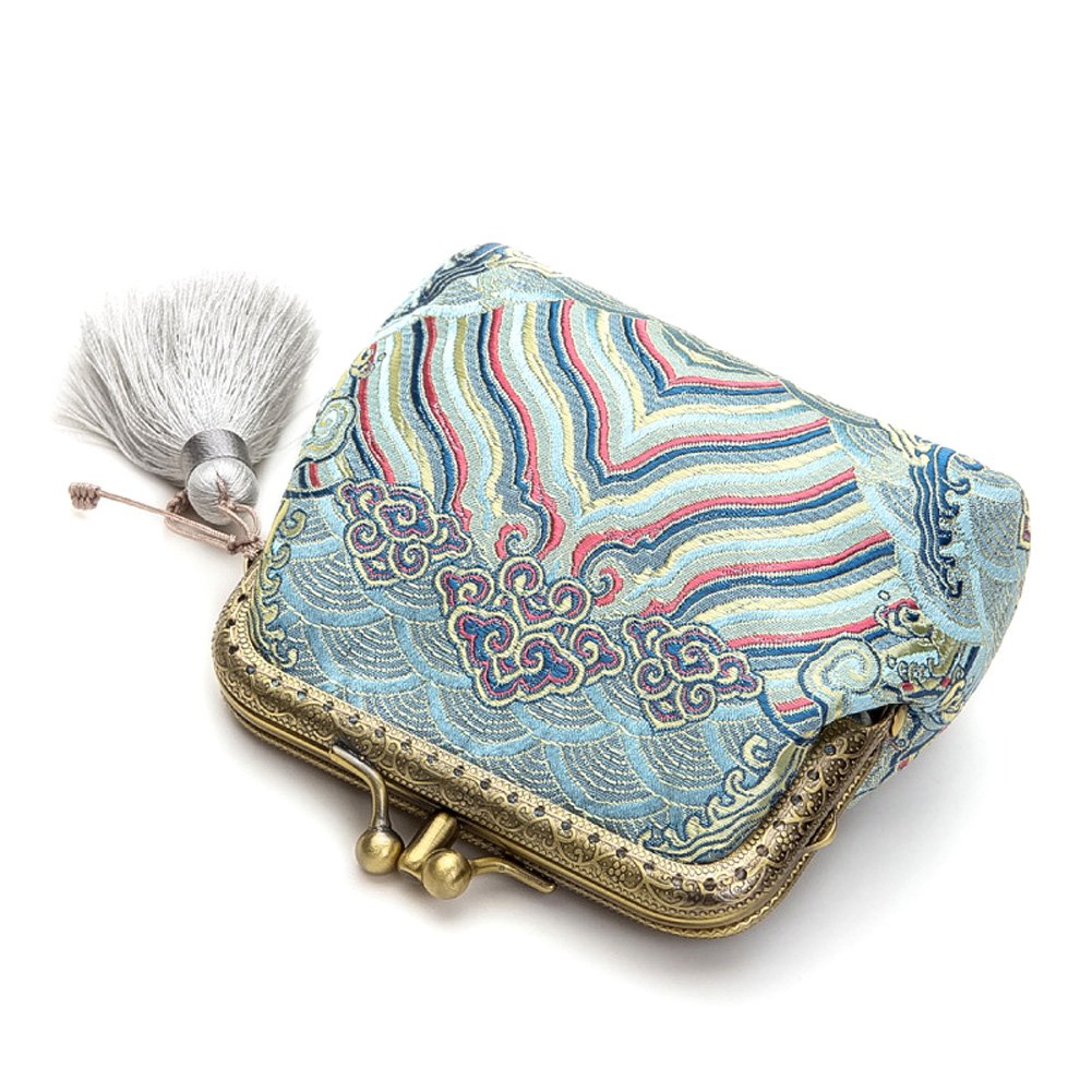 Jan&Dee Original Hand-made Silk Tapestry Satin Top Grade Exquisite Buckle Coin Purse
