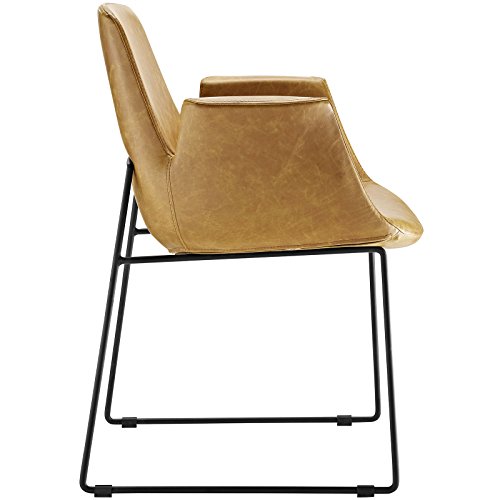 Modway Aloft Faux Leather Modern Farmhouse Kitchen and Dining Room Chair in Tan