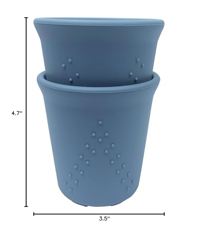 BraveJusticeKidsCo. | SiliSteel™ Drinking Cups | Kids and Toddler Silicone + Steel Dinnerware Cups | Unbreakable Dinnerware | Reusable Dishwasher Safe Water Glasses (2 Pack) (Citadel)