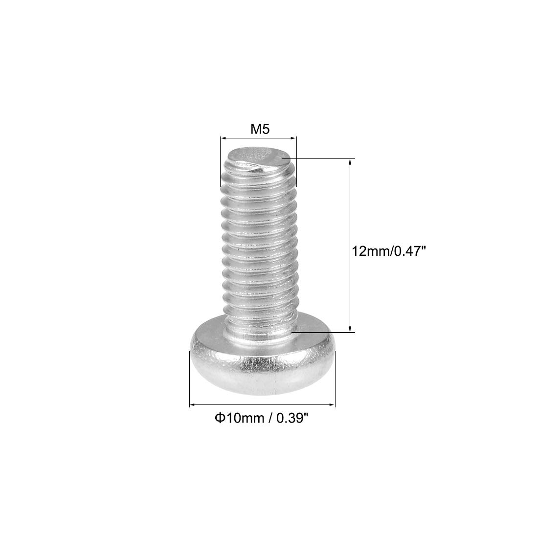 uxcell M5x12mm Machine Screws Pan Phillips Cross Head Screw 304 Stainless Steel Fasteners Bolts 50Pcs