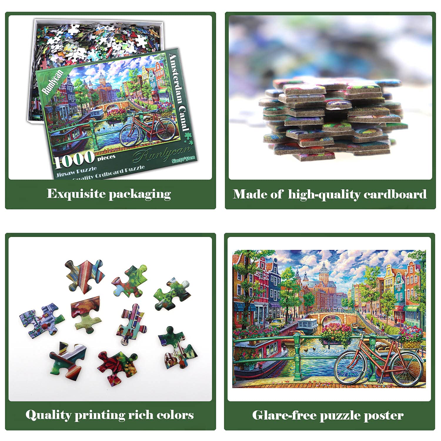 Jigsaw Puzzles 1000 Pieces Puzzles for Adults 1000 Piece-Amsterdam Canal Educational Game Toys, Family Decoration Puzzle…