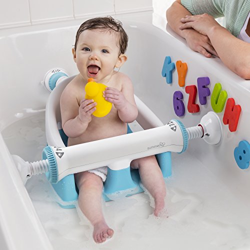 Summer My Bath Seat for Sit-Up Baby Bathing, Backrest for Assisted Sitting, Easy Setup & Storage, Aqua