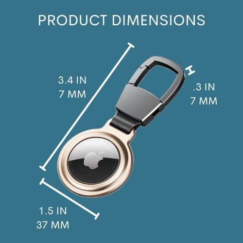 Deluxe AirTag Keychain, Metal and PU Leather Key Ring for Apple AirTag, Air Tag Key Anti-Loss Device (Gold)