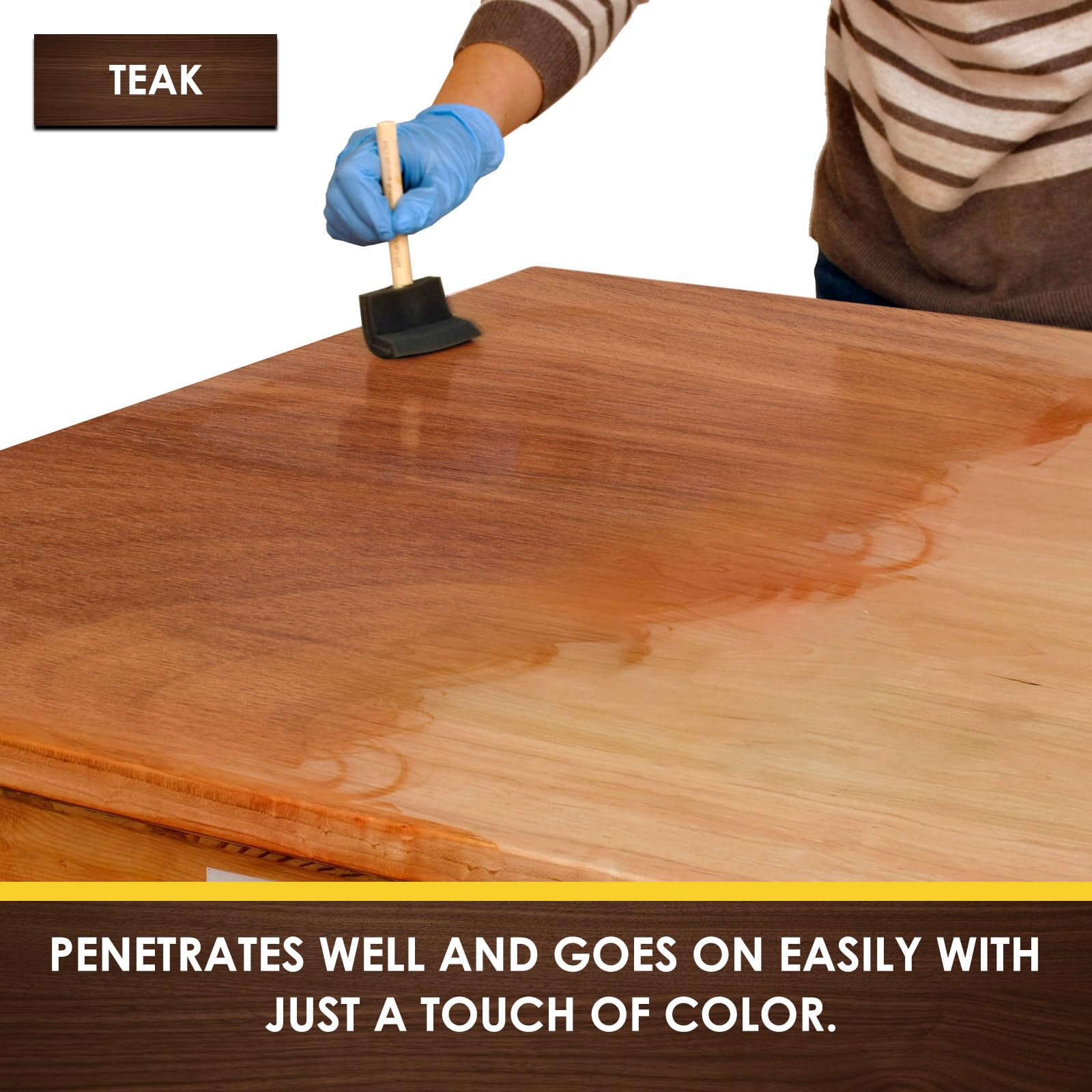 DWIL Water Based Wood Stain - Multiple Finishes, Fast Drying, Indoor and Outdoor Furniture, Wood Paneling, Cabinets and More, Low Odor & Non-Toxic (8.5oz Teak)