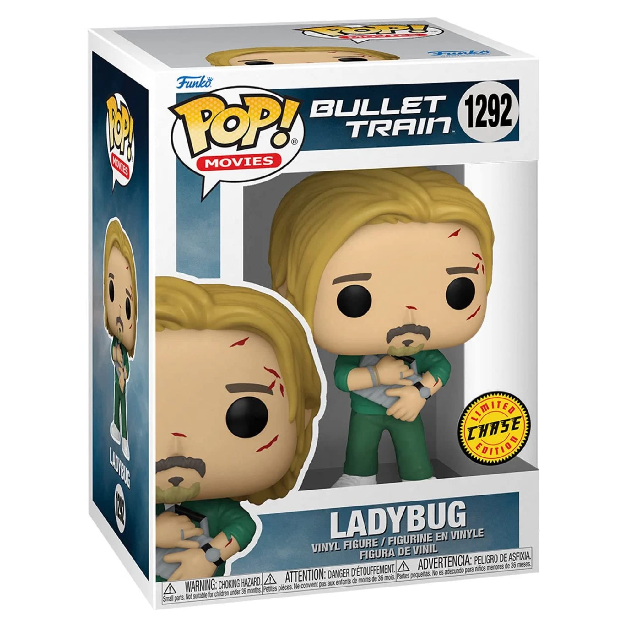 Bullet Train: Ladybug #1292 [Chase] Funko Pop with Protector Bundle - Includes Bullet Train: Ladybug #1292 [Chase] Vinyl Figure with Blue Salamander Emporium Plastic Protector Case