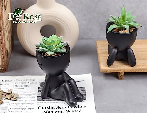 Der Rose Set of 2 Fake Plants Artificial Succulent Plants for Office Desk Accessories Bathroom Home Room Aesthetic Decor Indoor