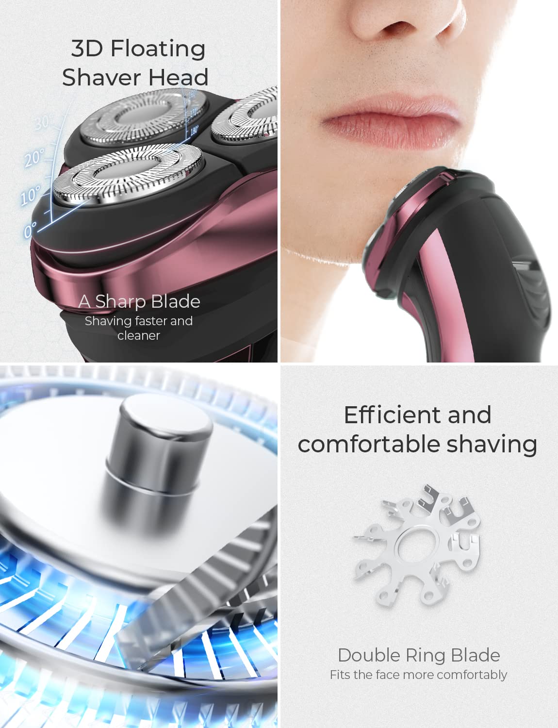 CITHOT Electric Razor for Men Electric Shaver with Pop-up Trimmer, Wet and Dry Razor with Screen Display IPX7 Rechargable Cordless Blue