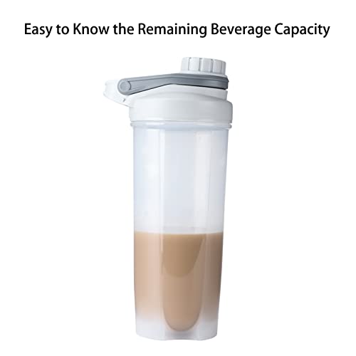 EYMPEU 2 Pack Shaker Bottle Work Out BPA & Phthalate-free, Solid Screw lid Leakproof Shaker Cup Dishwasher Safe for Protein Mixes 24oz, Clear Grey