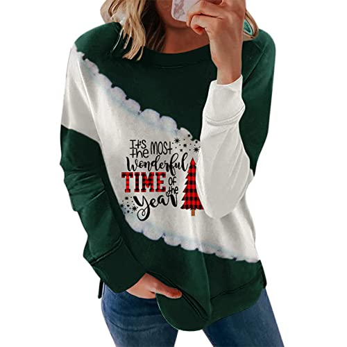 Blouses For Women Dressy Casual Trendy Hoodies Pullover Long Sleeve Festival Shirts Drop Shoulder Pullover Baseball T-Shirt Green