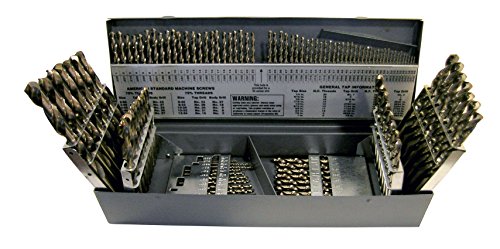 Cle-line C21129 135 Degree Heavy-Duty Cobalt Jobber Length Drill Set in Metal Case, 115 Pieces