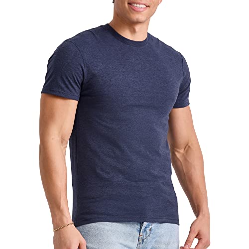 Hanes Size Originals Short Sleeve, 100% Cotton Tees for Men, Crewneck T-Shirt, Athletic Navy Heather, X Large Tall
