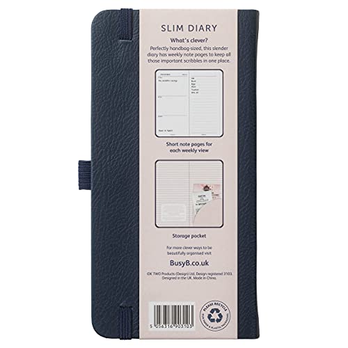 Busy B Slim Diary January to December 2022 - Navy Faux Leather Week to View Planner with Notes