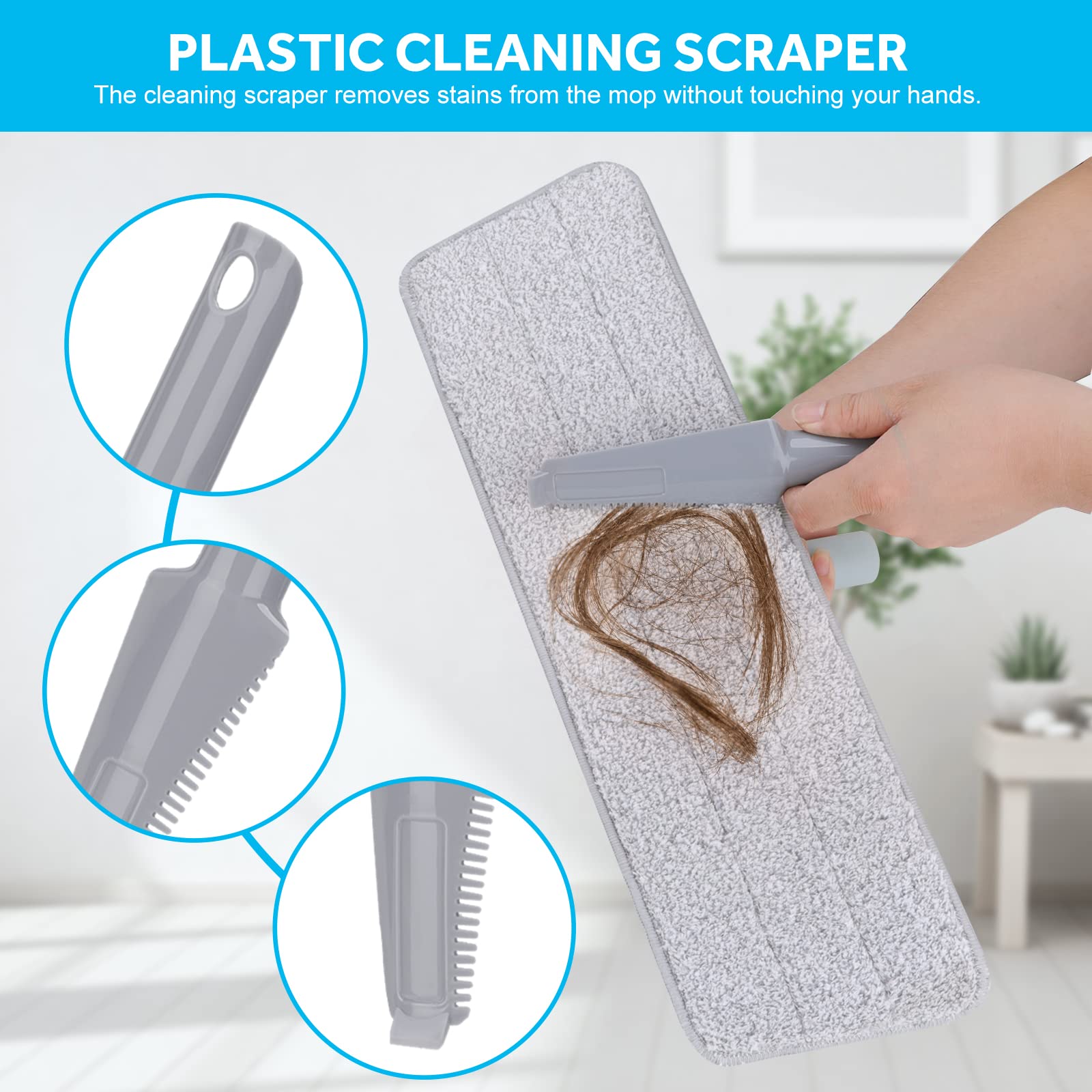 DEANIC 16" Wet Dust Mops Hardwood Floor with 3 Washable Pads Flat Mop Microfiber Mop for Floor Cleaning…