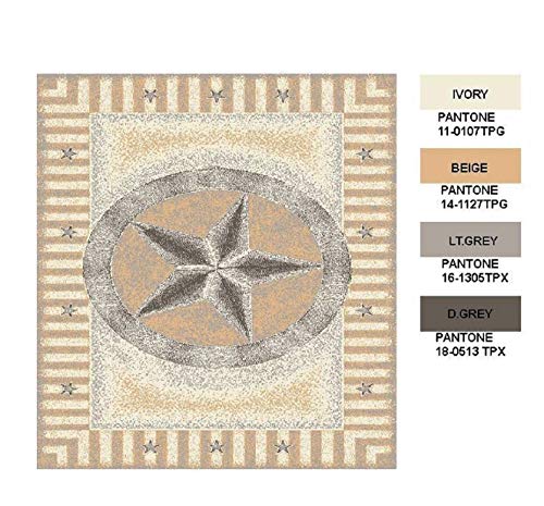 Furnish my Place Texas Star Rug - 5 ft. x 8 ft, Beige Rustic, Novelty Lone Star Rug with Border, Jute Backing
