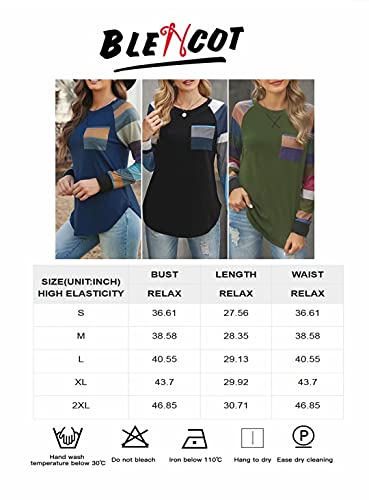 BLENCOT Womens Red Fall Tunics Shirts Color Block Full Sleeve Round Neck Soft Sweatshirts Pullover Tops Medium