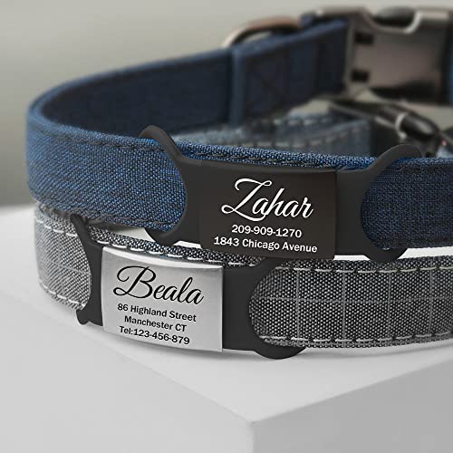 JATEBI 2 Pack Personalized Dog Tag, Slide-On Pet ID Tags,Stainless Steel Dog Tags, No Jingle Slide on Cat ID Tag, Custom Engraved No Noise Animal Identification Tag(L Silver)…