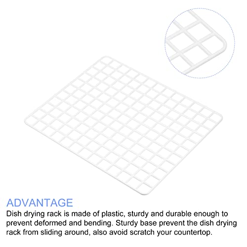 METALLIXITY Dish Drainer Rack (11.1" x 9.4"), Plastic Dish Drying Rack Draining Board for Kitchen Sink Countertop Cabinet, White