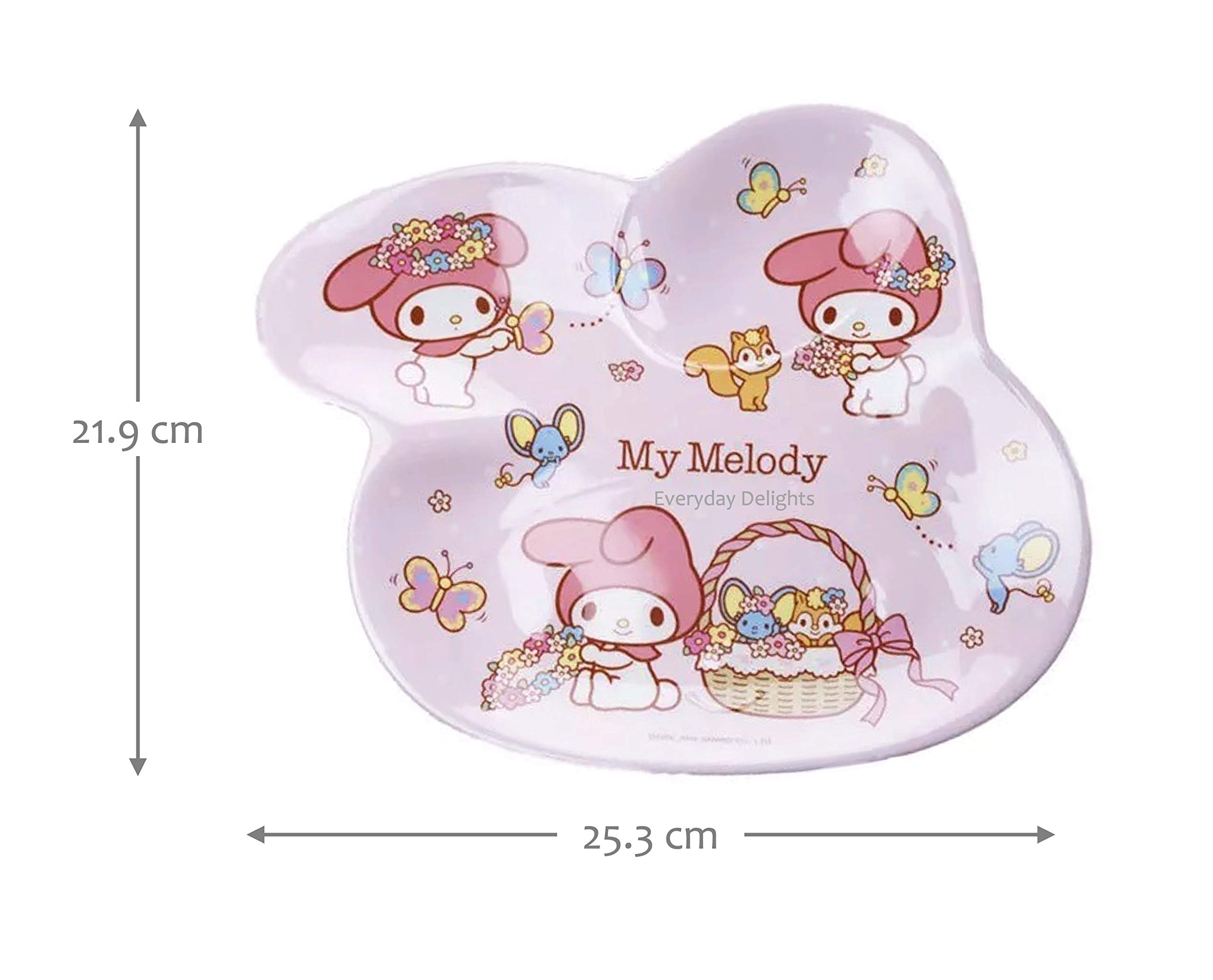 Everyday Delights My Melody Rabbit Dinnerware Flatware Meal Set for Girls – Plate Bowl Cup Spoon, 4 pieces, Pink