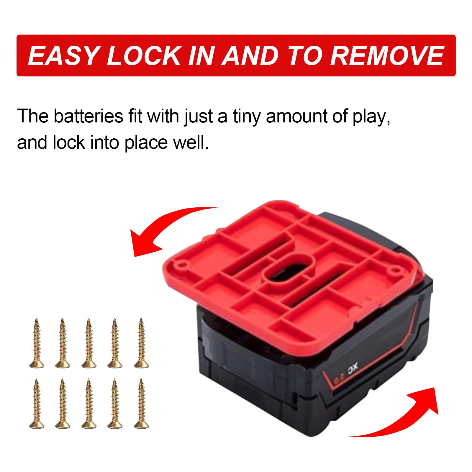 KETTKEL 20pack Milwaukee M18 Battery Holder,Wall Mount 18v Milwaukee Battery Storage Case Tool Holder For Shelf Work Van Toolbox