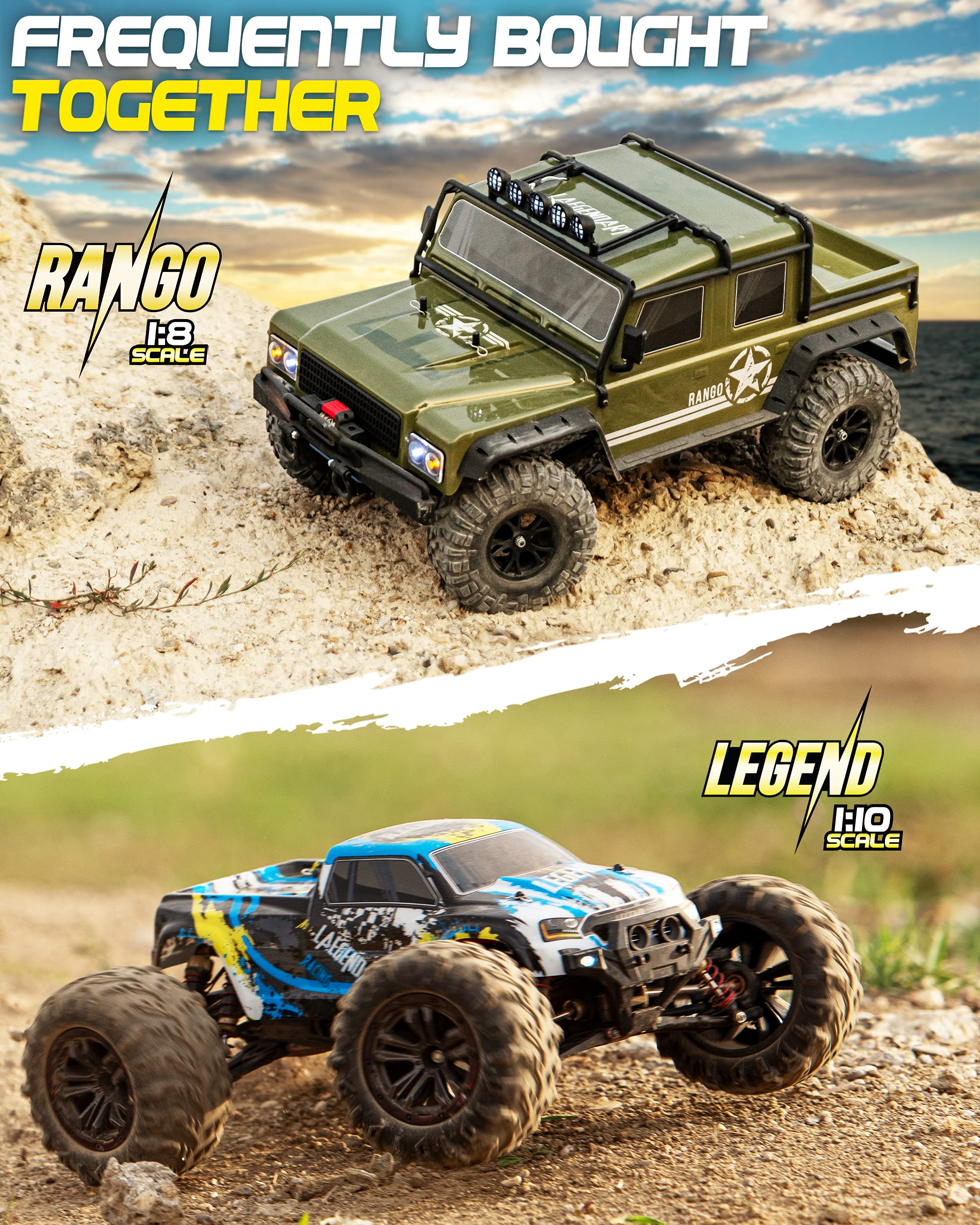 LAEGENDARY RC Crawler - 4x4 Offroad Truck for Adults - RC Rock Crawler, Fast Speed, Electric, Hobby Grade Car - 1:8 Scale, Brushed, Army Green