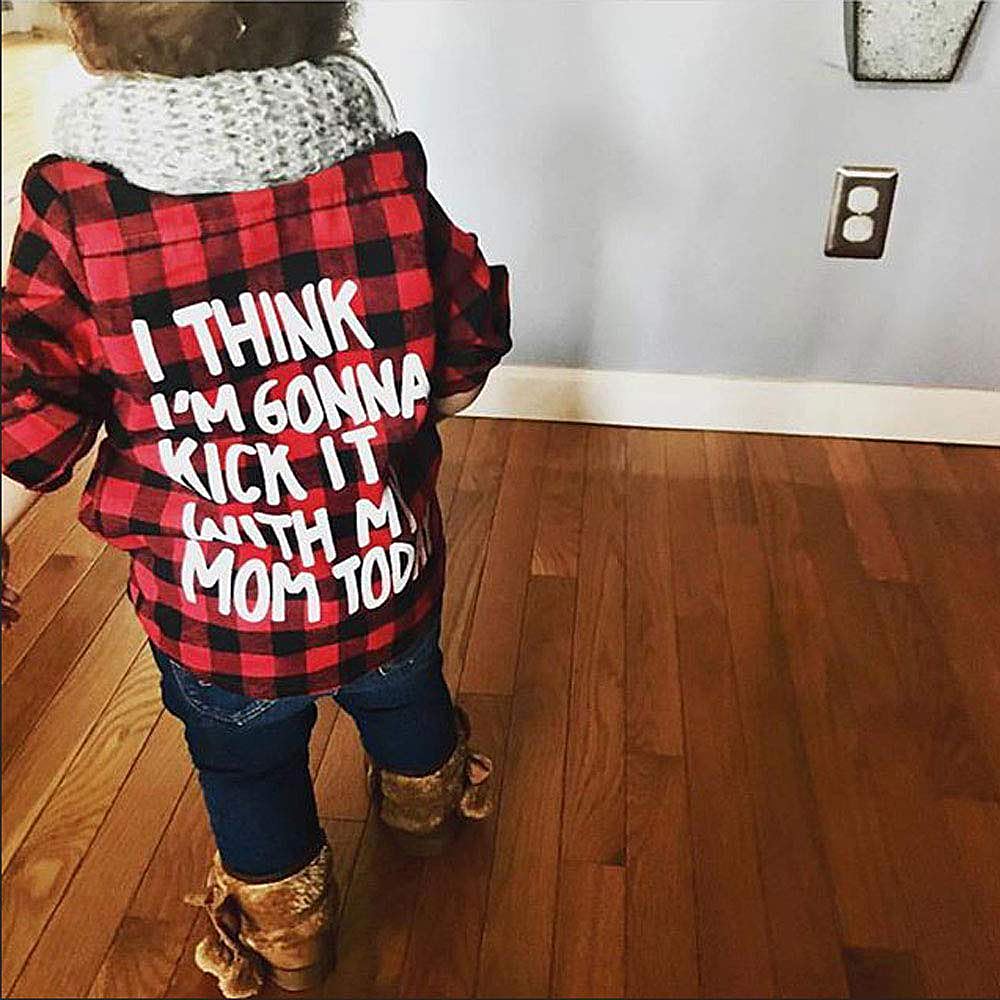 Toddler Long Sleeve Shirt Baby Boy Girl Plaid Top for Toddler Spring Winter Coat for Kid (Red Plaid, 2-3 T)