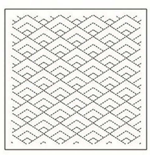 Sashiko Fabric - Pre-Printed Panel - 6 Block Traditional Design Sampler - Indigo Kona Cotton