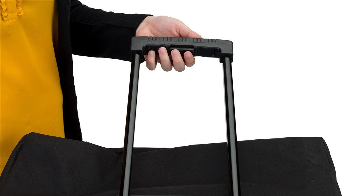 Displays2go, Rollable Carpet Black Carry Bag, Wheels, Aluminum and Canvas Construction - Black (SOCASE01)