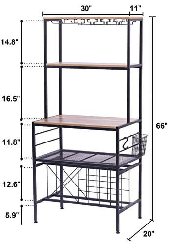 Coffee Bar Cabinet with Glass Holder,Wine Rack Freestanding Floor,Wine Rack Table with Mug Rack and Bottle Holder, Floor Liquor Wine Cabinet Storage, Multi-use Bar Cabinet for Home Kitchen Dining Room