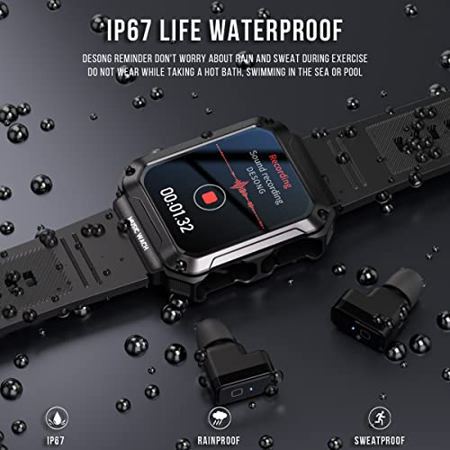 Desong Smart Watch with Earbuds,Watch Buds Smartwatch,3 in 1 Smart Watch Buit-in 4GB Memory,1.96" Smartwatches(Call Receive/Dial),Waterproof,Recording,Sleep Monitor,Fitness Tracker for iOS Android