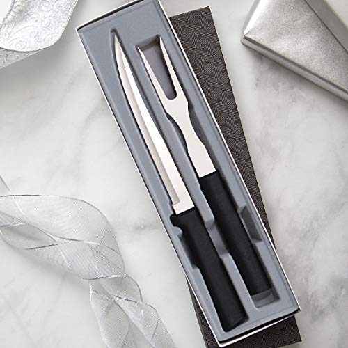 Rada Cutlery Carving Knife Set β Stainless Steel 2-Piece Carving Set With Stainless Steel Black Resin Handles