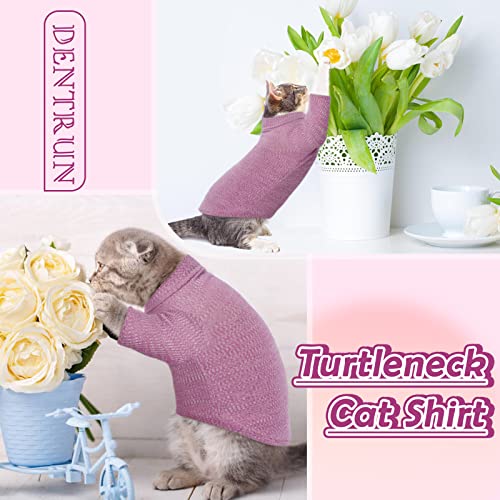 DENTRUN Sphynx Hairless Cats Shirt Pullover Kitten T-Shirts, Breathable Cat Wear Turtleneck Sweater Adorable Cat's Clothes Vest Pajamas Jumpsuit