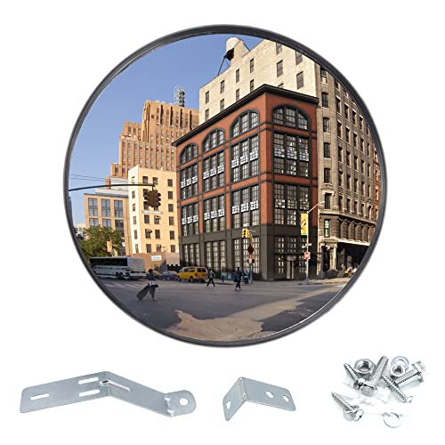 Convex Mirror Concave Mirror 9"(22cm) Corner Mirror Blind Spot Office, Driveway, Offices, Stores Traffic Safety Mirror Adjustable Fixing Bracket Cubicle Mirror Convex