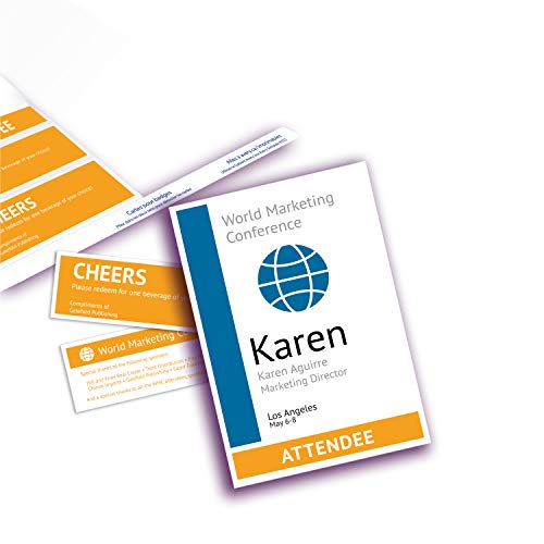 Avery Customizable Name Badges, 6" x 4.25", Printable Name Tag Inserts with Tickets, 75 Vertical Name Tag Holders with Lanyards (8521)
