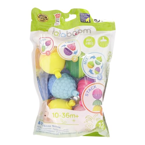 Lalaboom 12 Piece Baby Toddler Beads β Montessori Educational Shape and Color STEM Construction Toy 10 Months to 3 Years - BL100, Multicolor