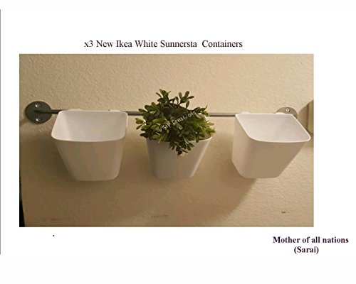 SUNNERSTA Container, white, Set of 4 with Rail Hanger