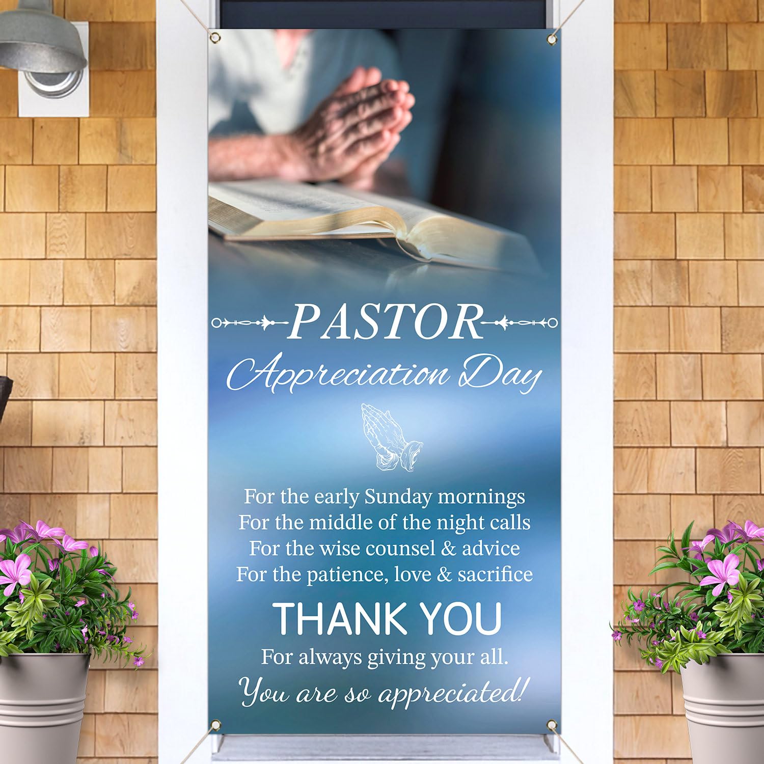 Buxiuer Pastor Appreciation Month Door Cover Thank You Pastor Church Clergy Decoration Indoor Outdoor Decor