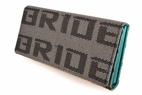 JDM WOMENS BRIDE RACING FABRIC TRIFOLD TEAL WALLET LEATHER GRADATION FEMALE+Key