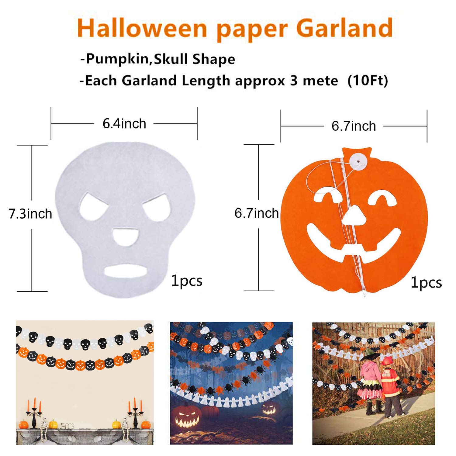Halloween Party Decorations,Black Glittery Happy Halloween Orange Pumpkin Banner All-in-One Pack for Halloween Theme Party Supplies Decorations Kit for Kids