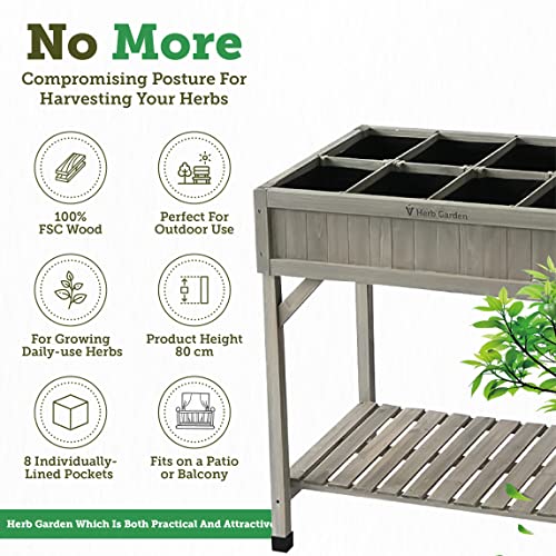 VegTrug 8 Pocket Herb Garden Grey Wash