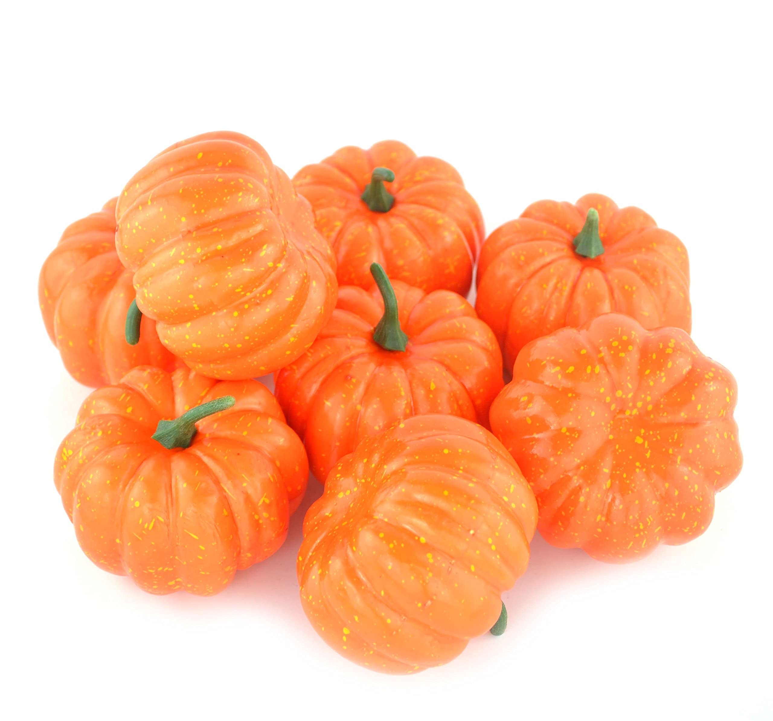 JEDFORE Fake Fruit Home House Kitchen Decoration Artificial Lifelike Simulation Mini Pumpkins Halloween Thanksgiving Day House Decoration - Set of 10 - Orange