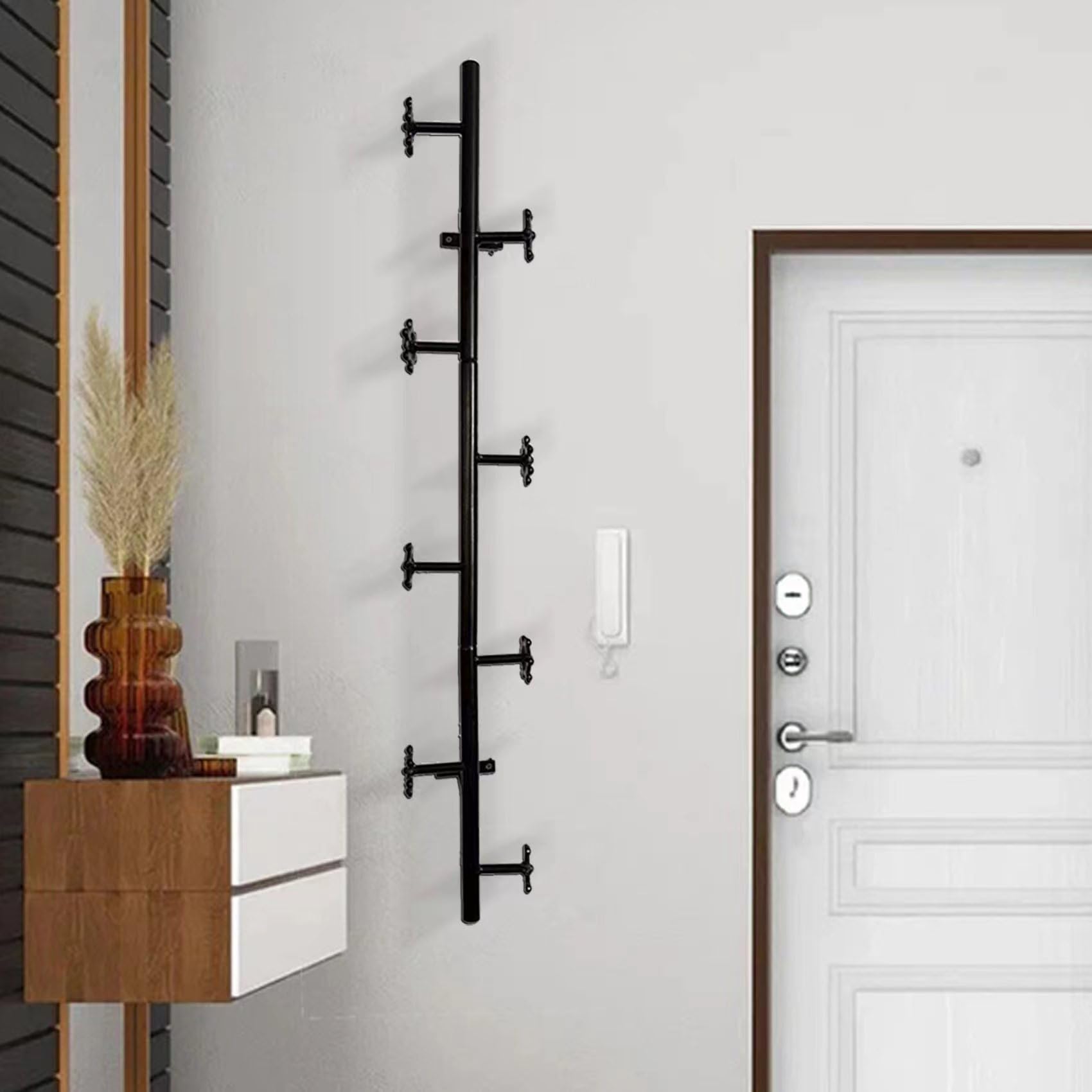 changqing Vertical Faucet Coat Rack Wall Mounted 35 Inch, Metal Rotatable Vertical Hat Rack for Wall, Modern Wall Coat Tree for Hats, Jackets, Bags, Entryway Bedroom
