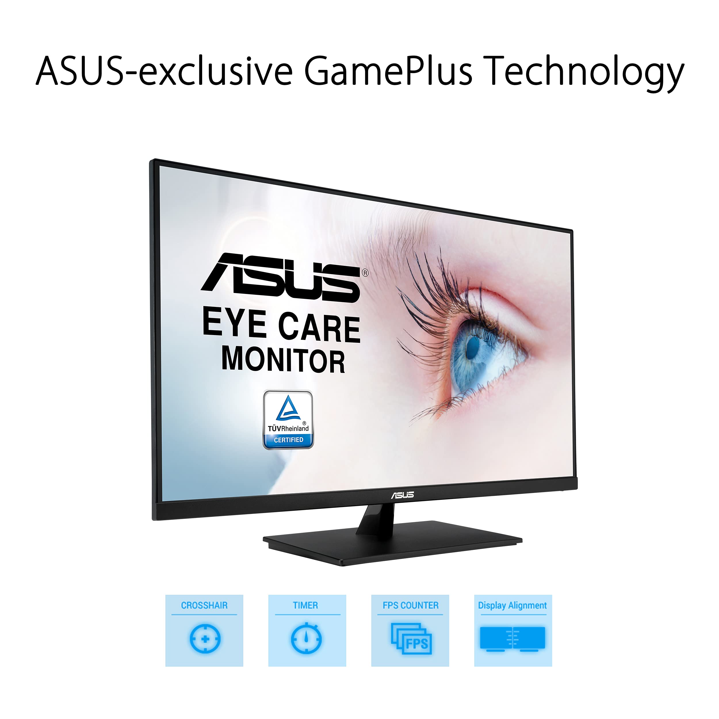 ASUS 31.5” 2K Monitor (VP32AQ) - WQHD (2560 x 1440), IPS, 100% sRGB, HDR10, 75Hz, Speakers, Adaptive-Sync/FreeSync, Low Blue Light, Eye Care, VESA Mountable, Frameless, DisplayPort, HDMI, Tilt,BLACK