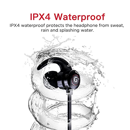 Gigastone Bluetooth 5.0 Neckband Sweat-Proof Headset with 10H Music Playtime, 240H Standby Time, Wireless Earphone for Sports Office with IPX4 Waterproof.