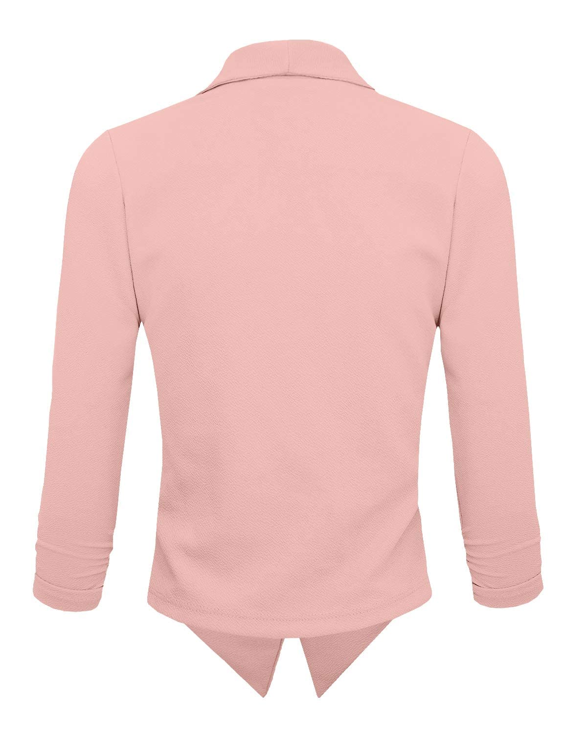 H&C Women Casual Work Office Open Front Shawl Lapel Soft Pink Blazer Jacket with Removable Shoulder Pads Made in USA