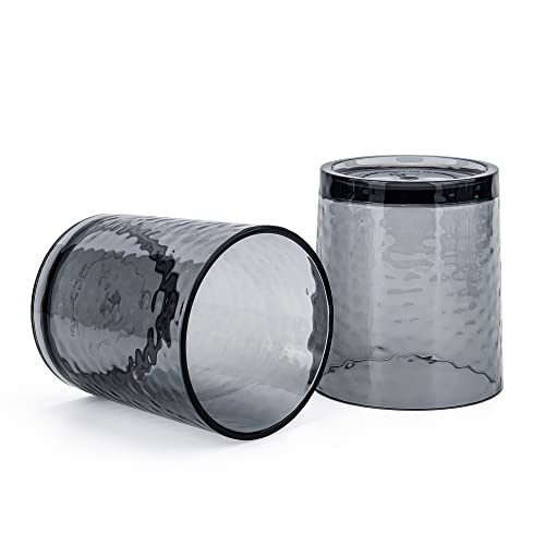 KX-WARE 14-ounce and 20-ounce Acrylic Glasses Plastic Tumbler, set of 8 Smoky Grey - Hammered Style, Dishwasher Safe, BPA Free