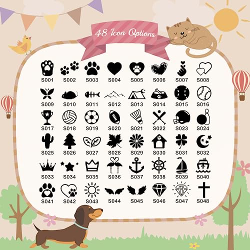 GISUERY Dog Tags Engraved Pet Tags Stainless Steel Custom Dog and Cat Name Tags Personalized Double-Sided Engraving Pet ID Tags with Trendy Icons/Symbols (Bone with Paw)